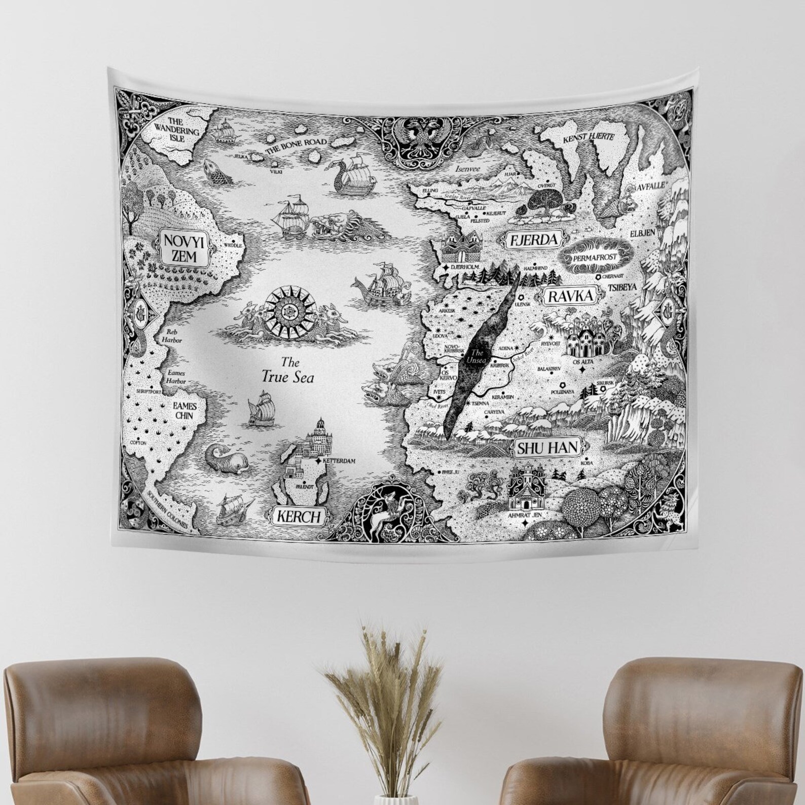 Shadow and Bone Map Tapestry,the Grishaverse Map,grisha Trilogy Map,six ...