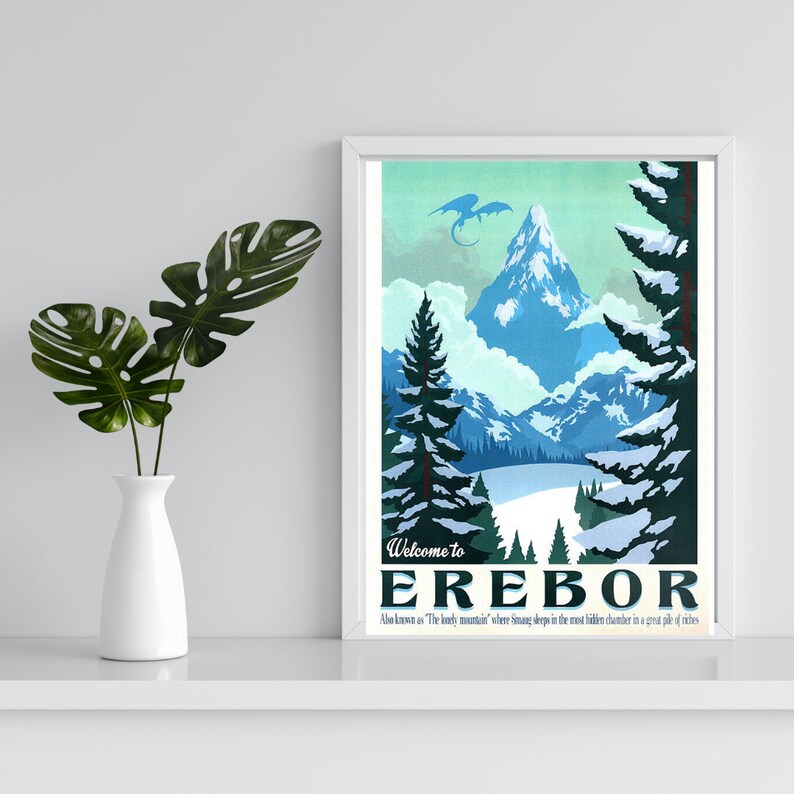 Lord of the Rings Movie Erebor Digital Poster, LOTR Erebor Retro ...
