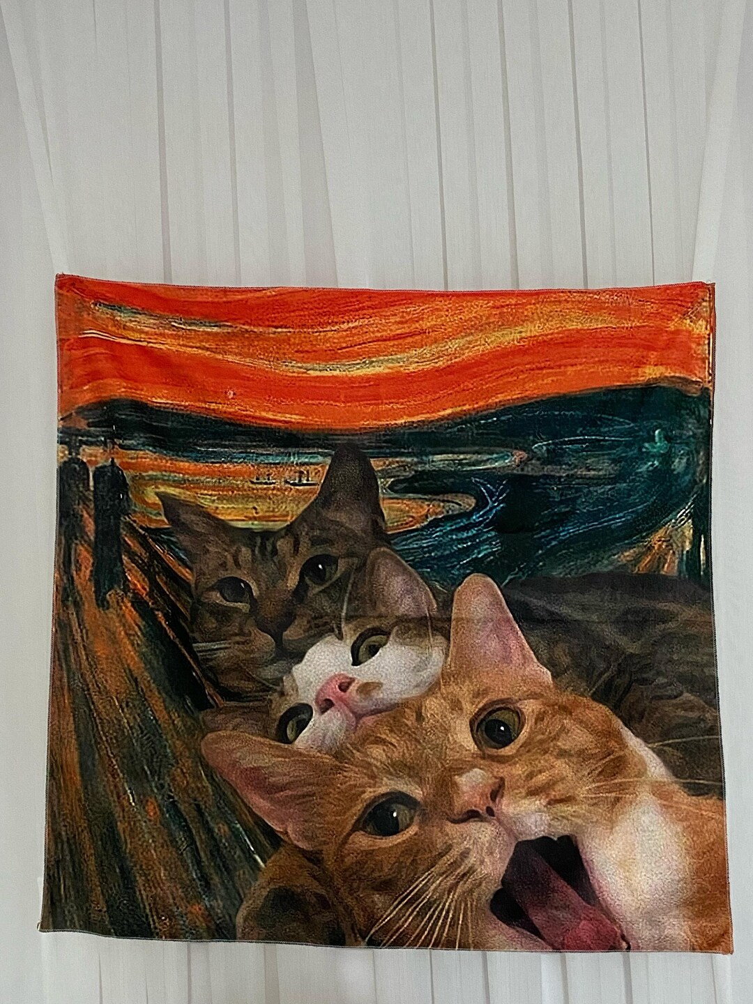 Cats on the Scream Canvas Tapestry, Edward Munch Tapestry, Cats on ...