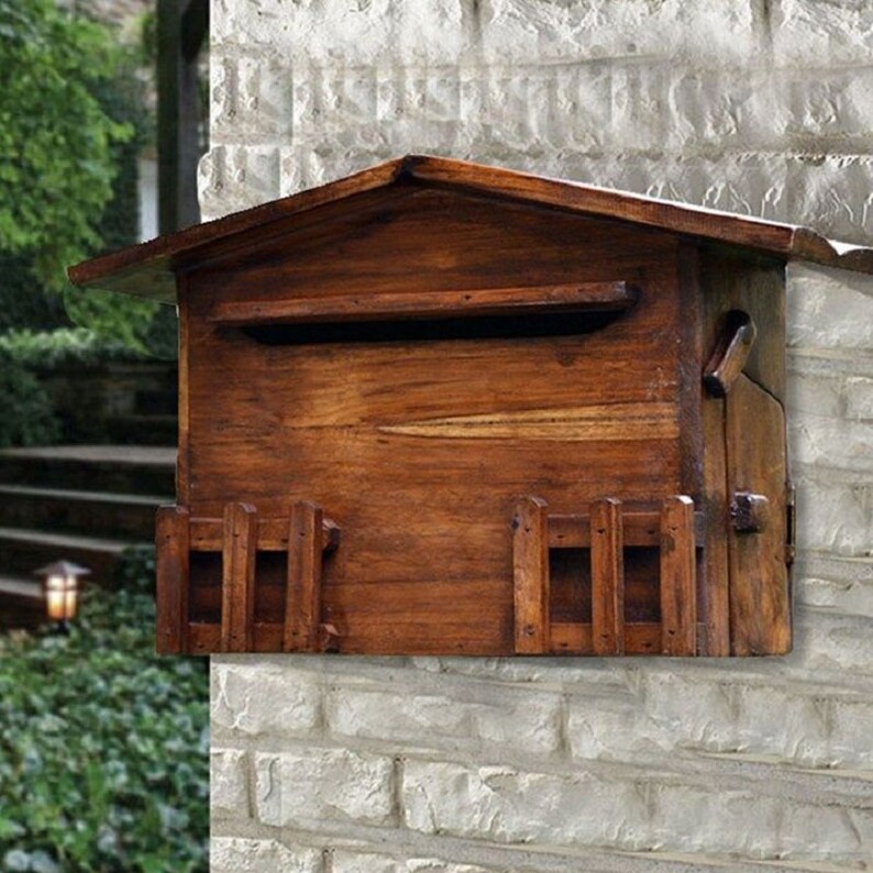 Vintage Wooden Mailbox Wall Mount Wooden Parcel Box - Etsy