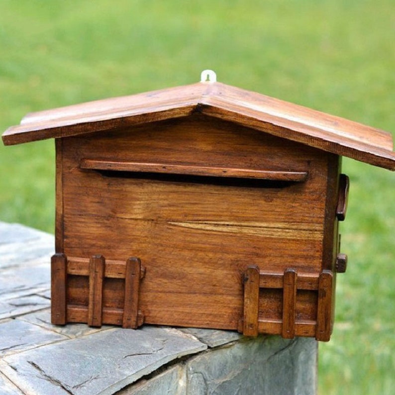 Vintage Wooden Mailbox Wall Mount Wooden Parcel Box - Etsy