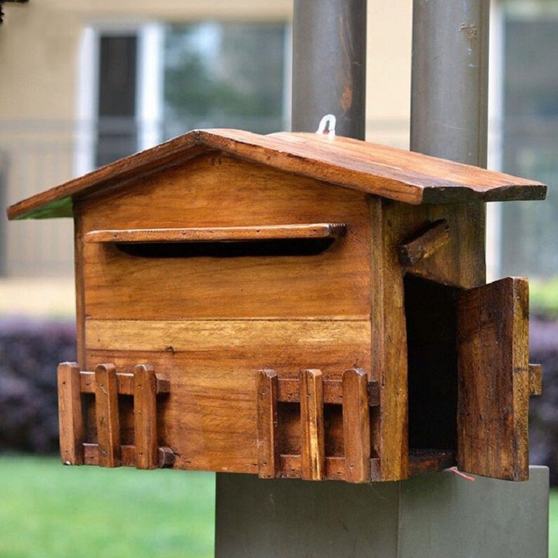 Vintage Wooden Mailbox Wall Mount Wooden Parcel Box - Etsy