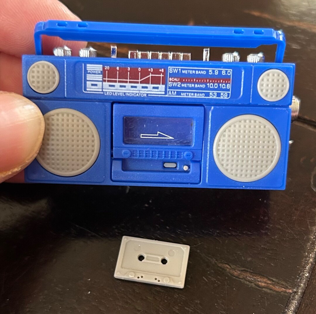 Miniature Retro Boombox Stereo Cassette Player BLUE 1/12 Scale ...