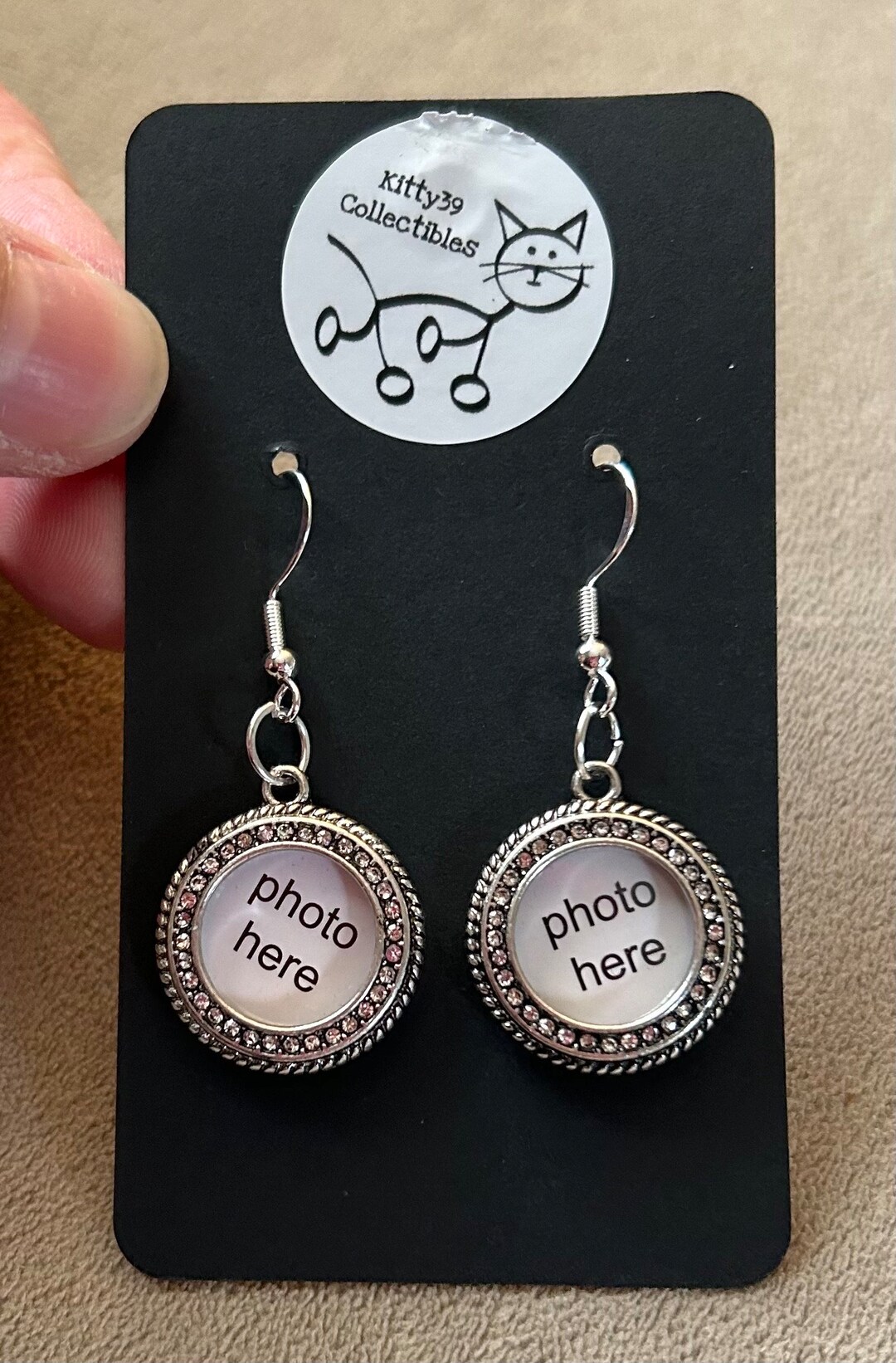 Darling Small Round Silver Picture Locket Charm Dangle Earrings With ...