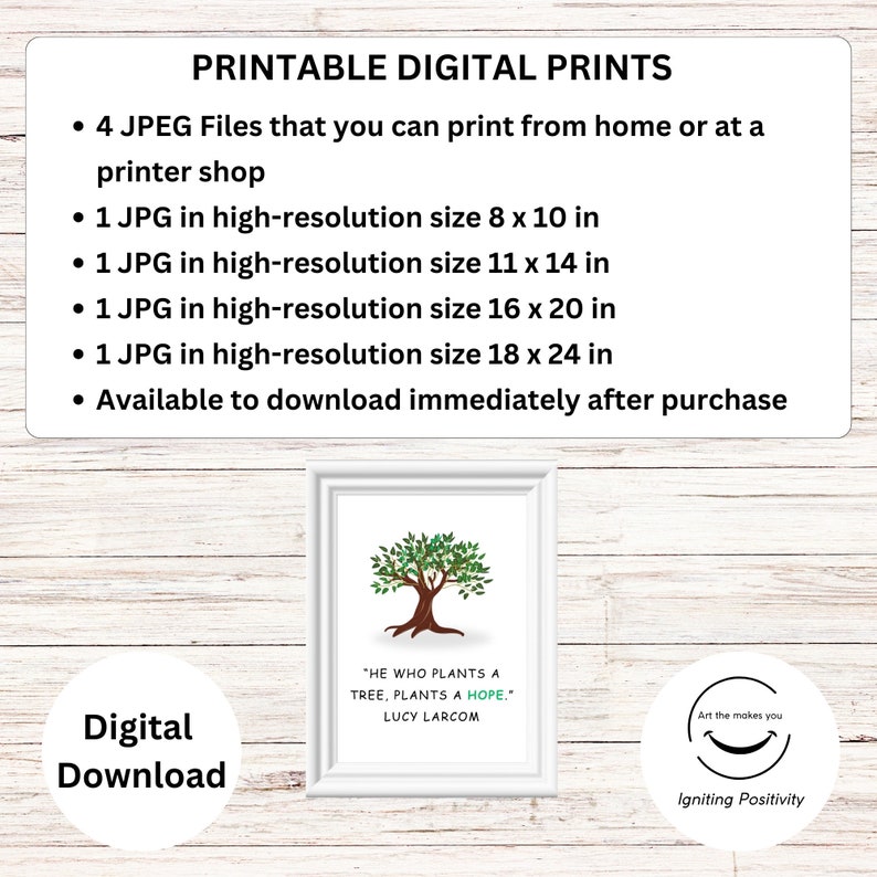 Hope Tree, Positivity Quotes, He Who Plants a Tree, Wall Art Poster ...