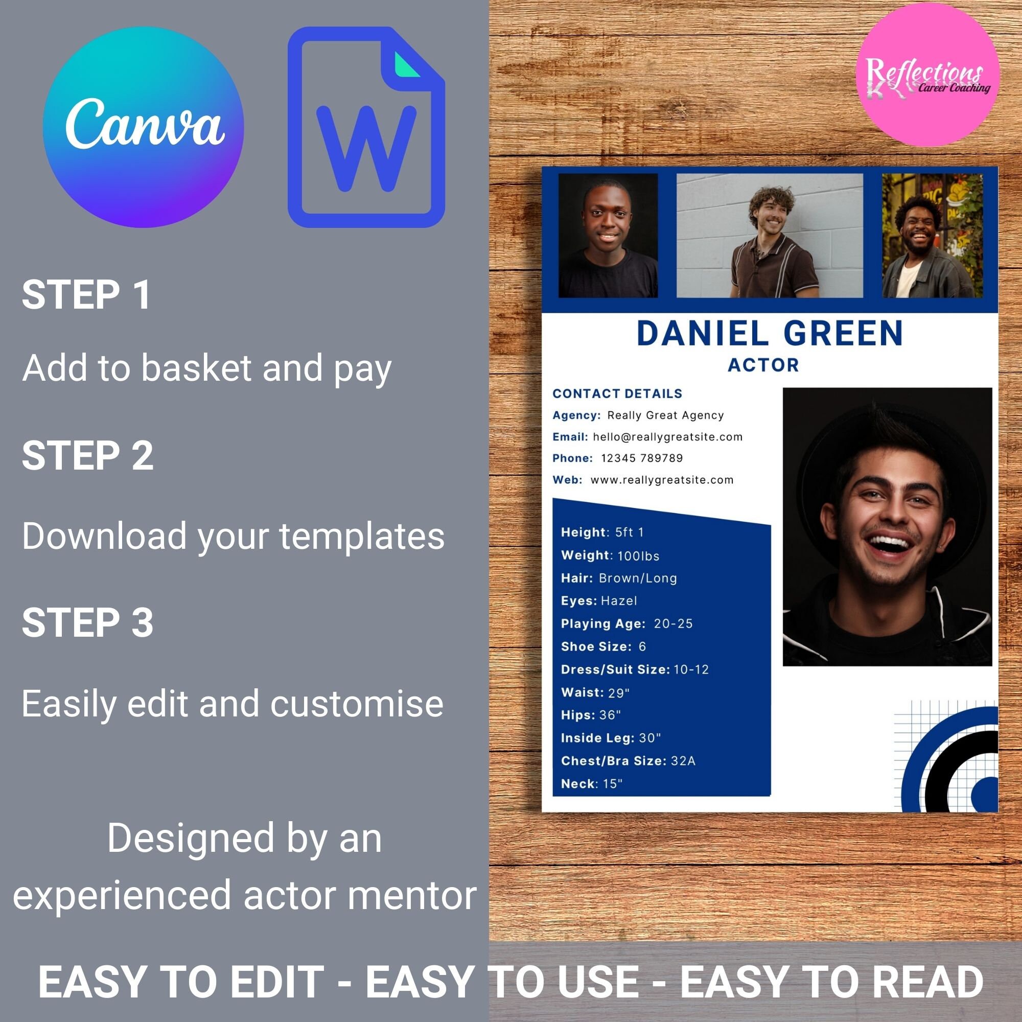 Customisable Professional Acting Resume | CV Template for Actors and ...