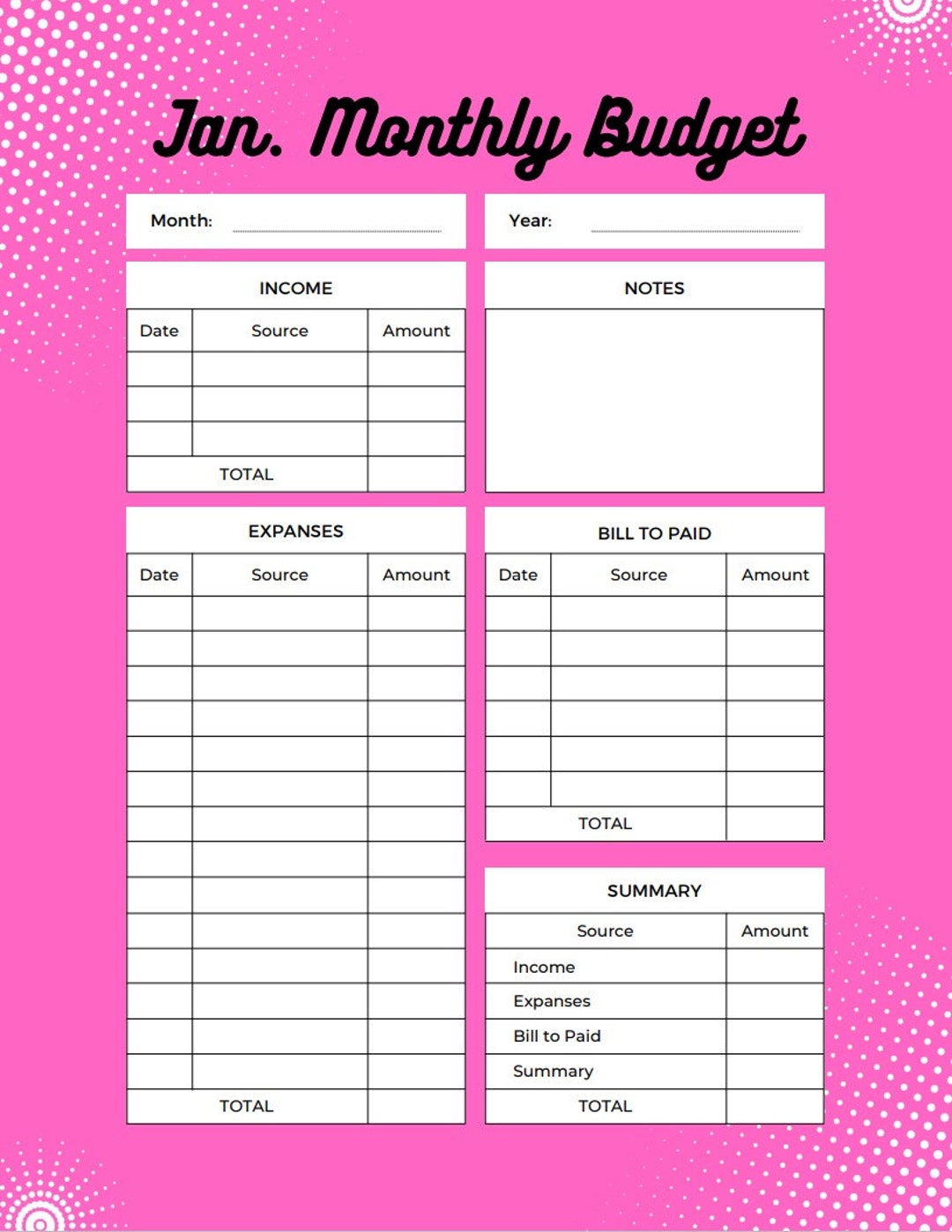 Monthly Budget Planner, Finance Planner, Budget Planner. Monthly ...