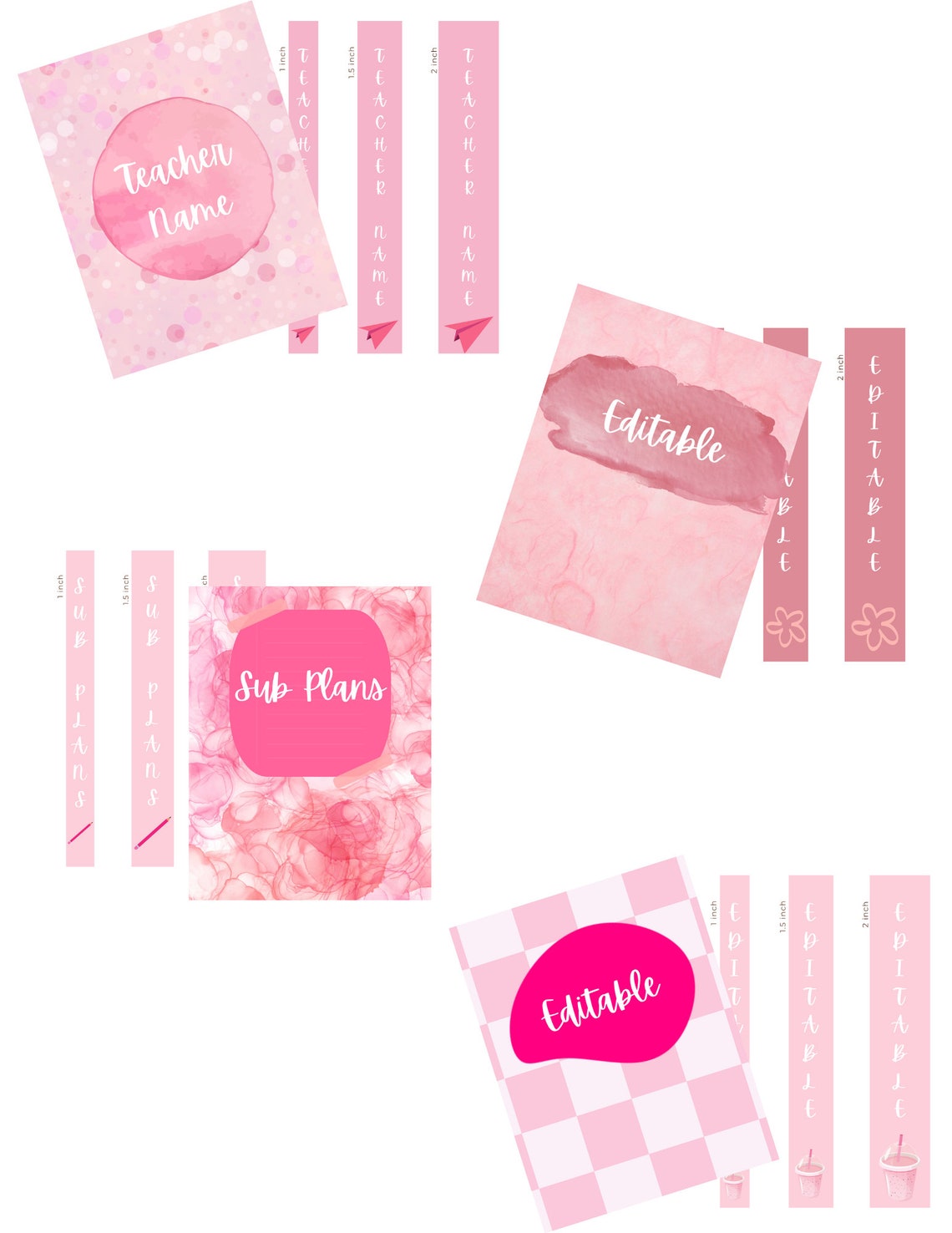 Pink Binder Cover & Spine Templates - Etsy