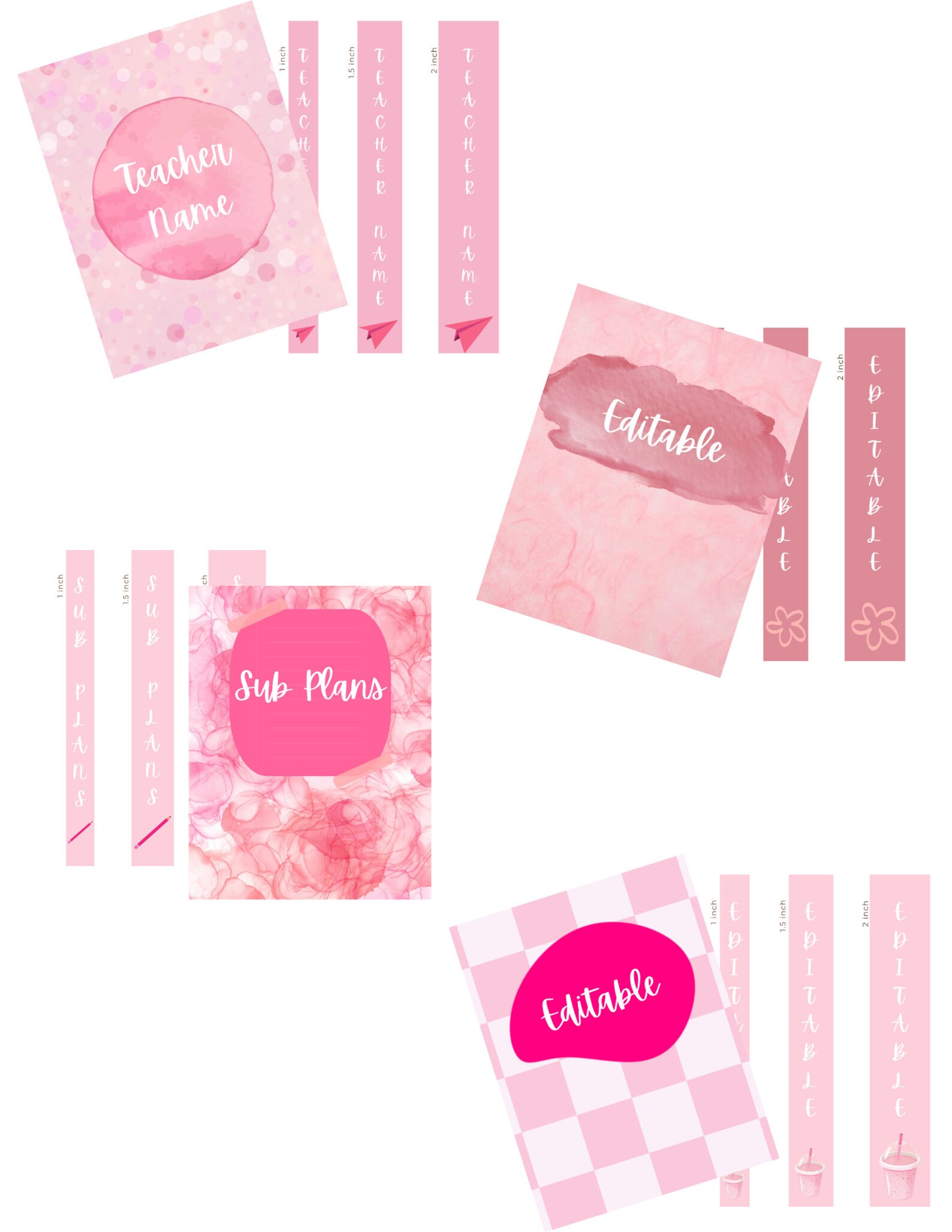 Pink Binder Cover & Spine Templates - Etsy