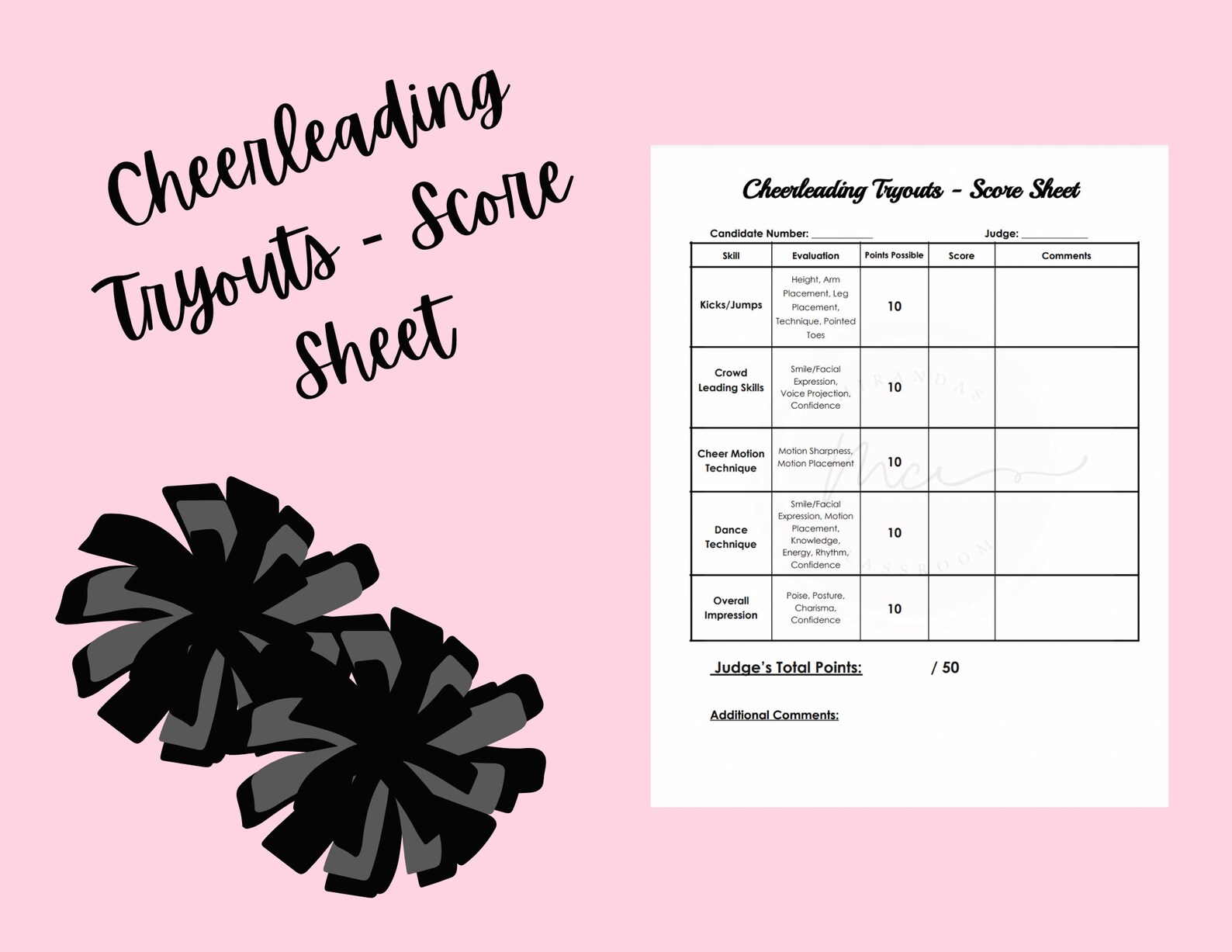 Cheerleading Tryouts - Score Sheet - Etsy