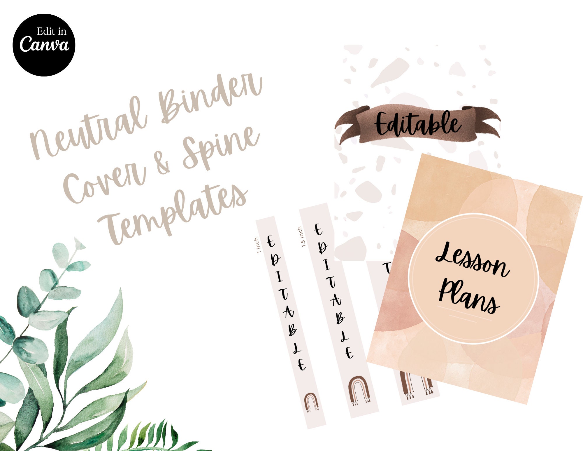Neutral Binder Covers & Spine Templates - Etsy