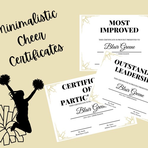 Cheerleading Award Certificates Cheer Award Certificates - Etsy