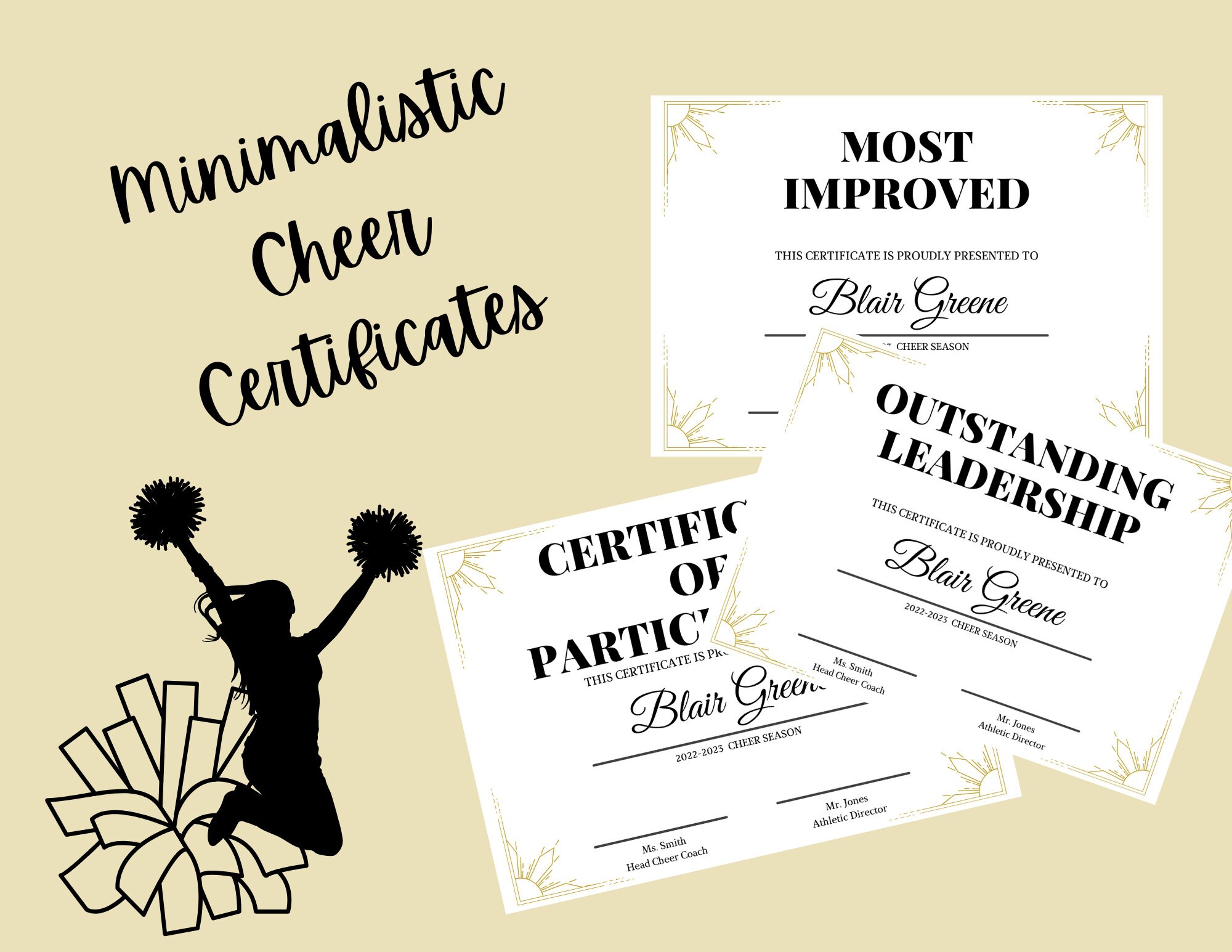 Minimalistic Cheer Certificates - Etsy