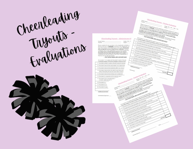 Cheerleading Tryouts - Evaluations - Etsy
