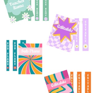 Groovy Retro Binder Covers & Spine Templates - Etsy