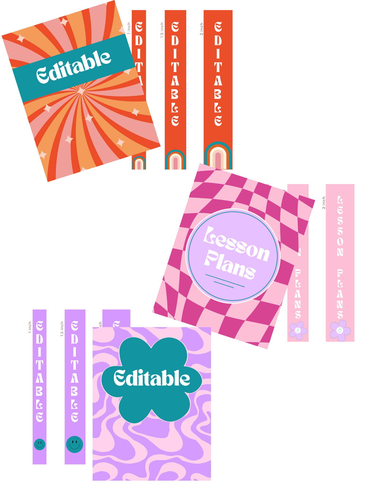 Groovy Retro Binder Covers & Spine Templates - Etsy