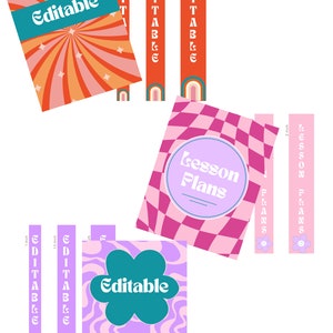 Groovy Retro Binder Covers & Spine Templates - Etsy