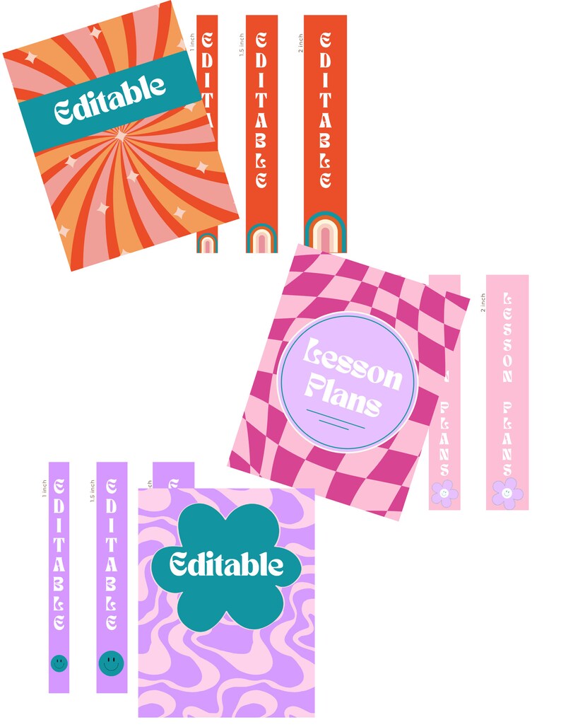 Groovy Retro Binder Covers & Spine Templates - Etsy