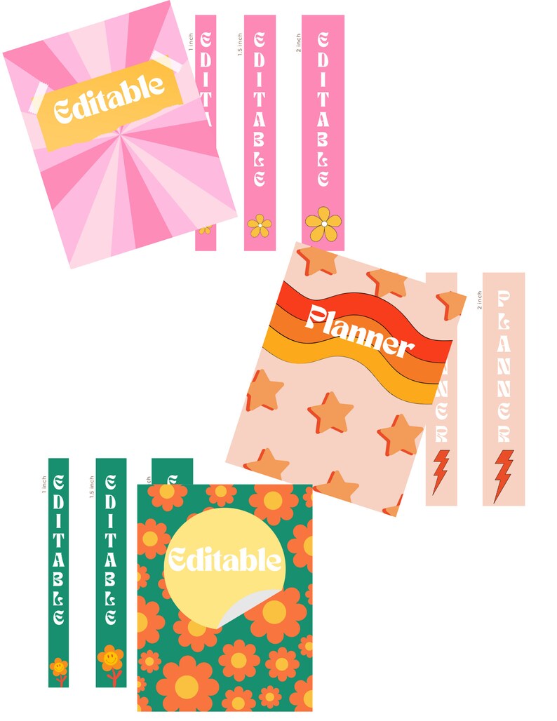 Groovy Retro Binder Covers & Spine Templates - Etsy