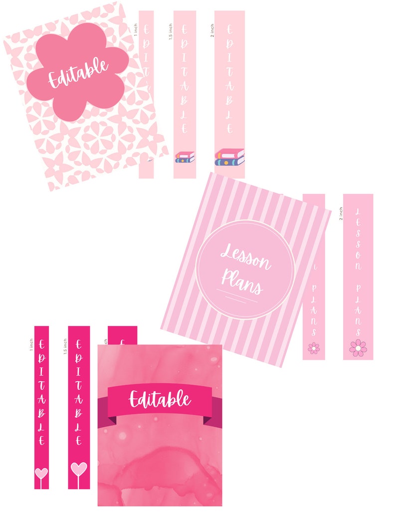 Pink Binder Cover & Spine Templates - Etsy