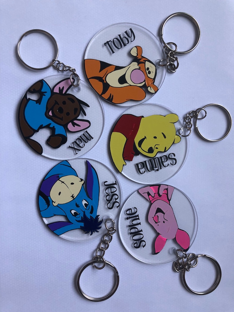 Winnie the Pooh Inspired Keyring, Piglet, Eeyore, Tigger, Personalised ...