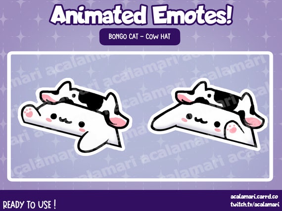 ANIMATED Bongo Cat Meme Cow Hat Twitch / Discord / Youtube / - Etsy