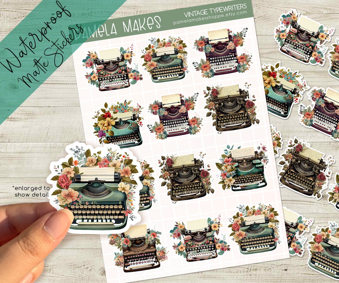 Vintage Typewriters Vinyl Kiss Cut Sticker Sheet Matte or Glossy ...