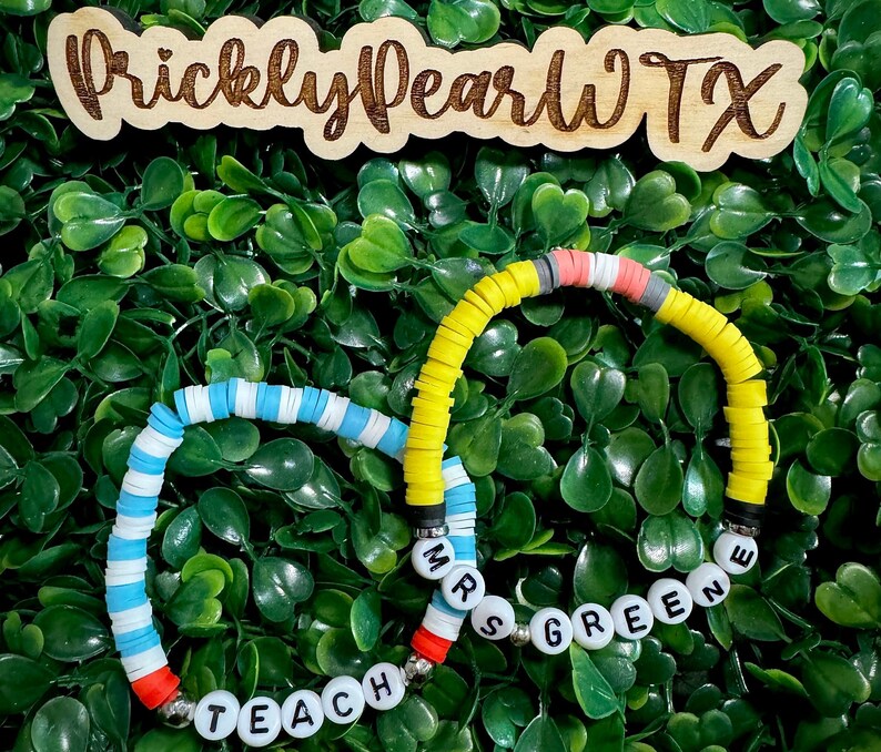 Teacher Bracelet Stack, Handmade Clay Bracelets, Stacked Bracelets, Heishi Bead Bracelet, Clay ...