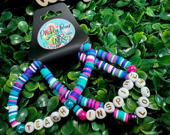 Teacher Bracelet Stack, Handmade Clay Bracelets, Stacked Bracelets, Heishi Bead Bracelet, Clay ...