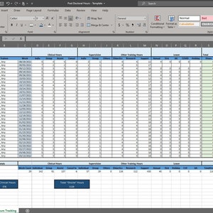 Clinical Hours Tracking Excel Sheet for Psychology Practicum ...