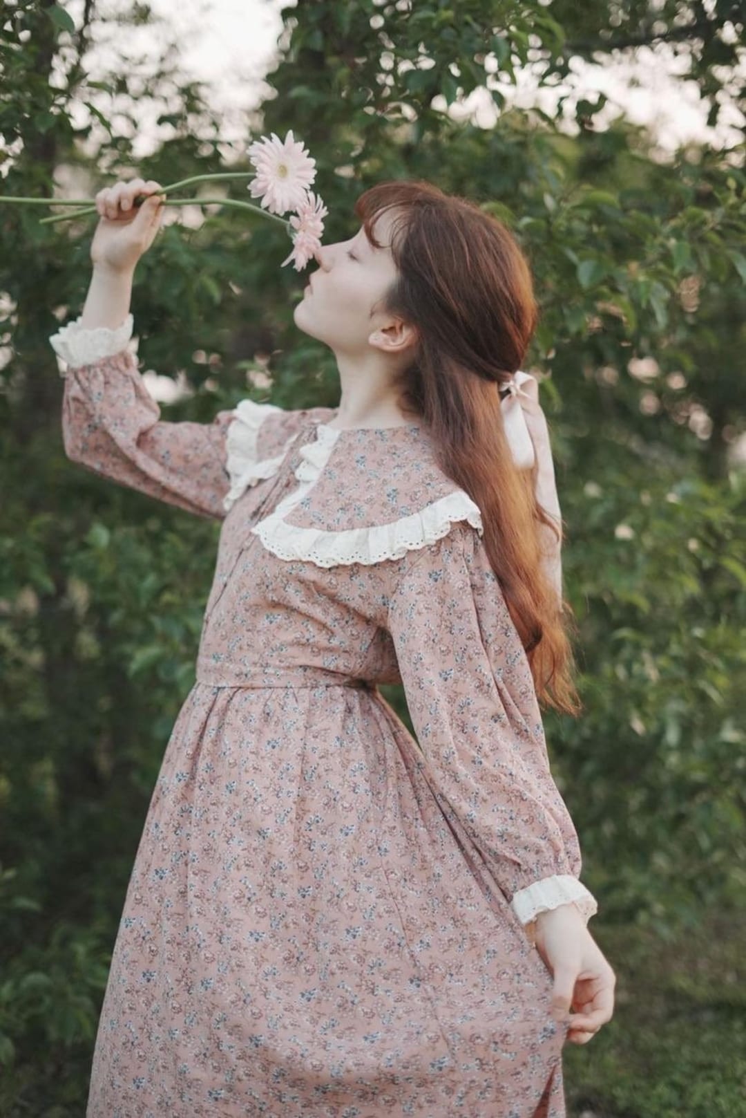 Victorian Dress, Cottage Core Dress, Button up Till Waist. Lace on the ...