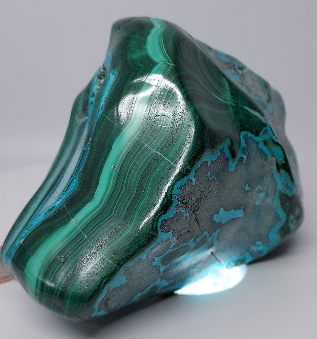 Polished Banded Flower Malachite and Chrysocolla Free Form (malacholla ...