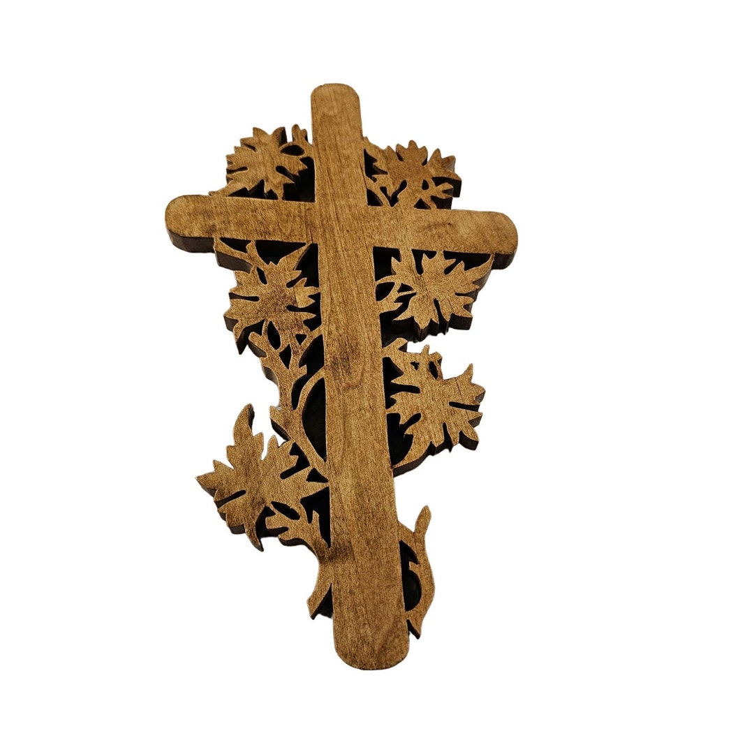 Hand Carved Wooden Cross Recycled From Light Fixture Material 2009 - Etsy