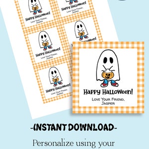 Happy Halloween Cute Ghost Gift Tag for Lunch Lady Teacher Halloween ...