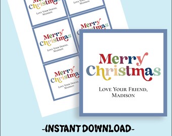 Merry Christmas Colorful Thank You Gift Tag Treat Bag Christmas ...