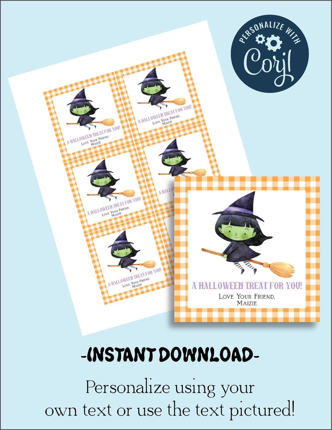 Cute Witch Gift Tag for Halloween Treat Bag Printable Christian Church ...