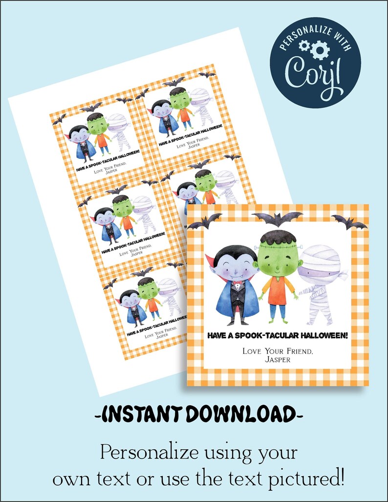 Spooktacular Halloween Vampire Mummy Skeleton Gift Tag Treat Bag ...