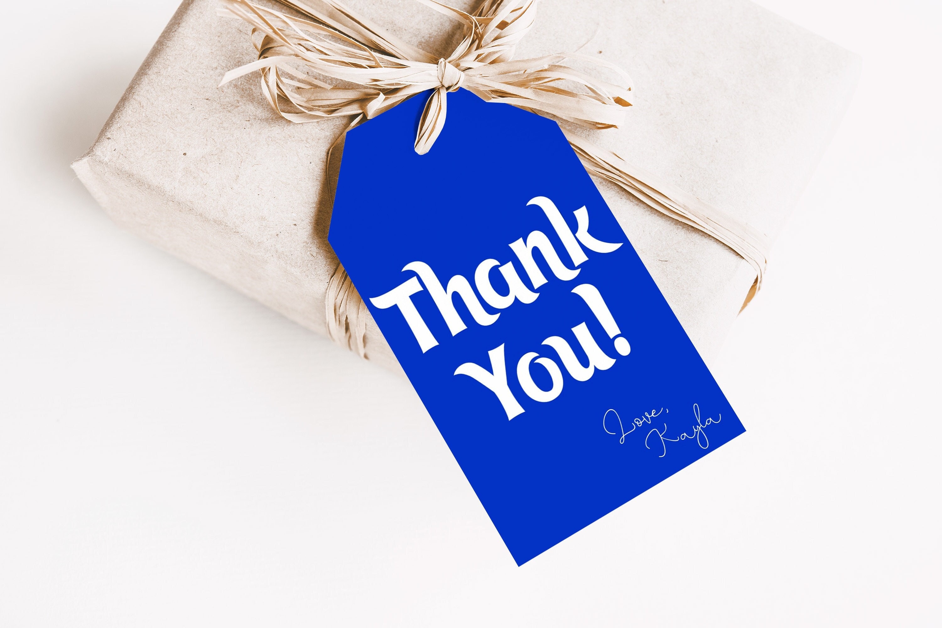 Editable Pastel Royal Blue Thank You Gift Tag Treat Bag Bright Blue ...