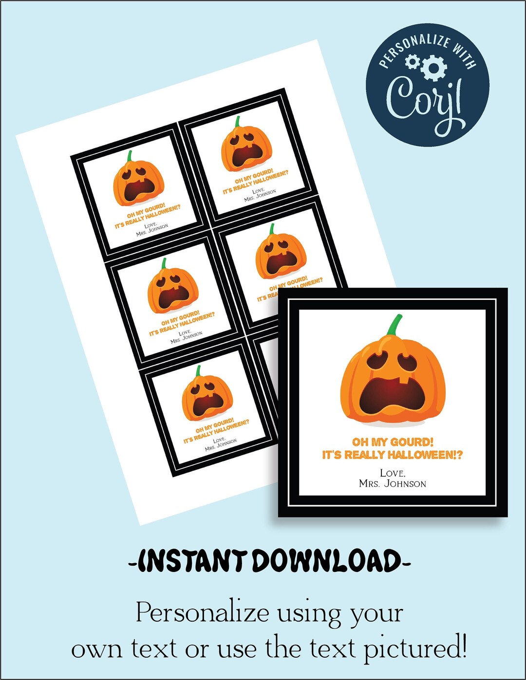 Oh My Gourd It's Halloween Already? Treat Bag Tag Printable Christian ...
