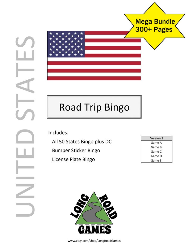 Road Trip Bingo Bundle: All 50 States Games (digital Download) - Etsy