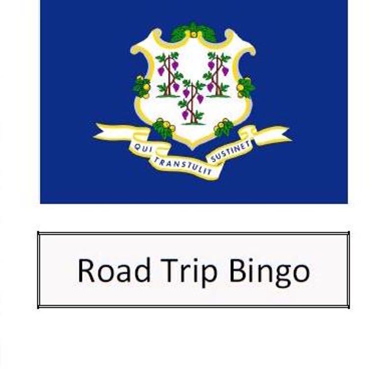 Connecticut Road Trip Bingo | Car Games | Travel Game | Boredom Buster ...
