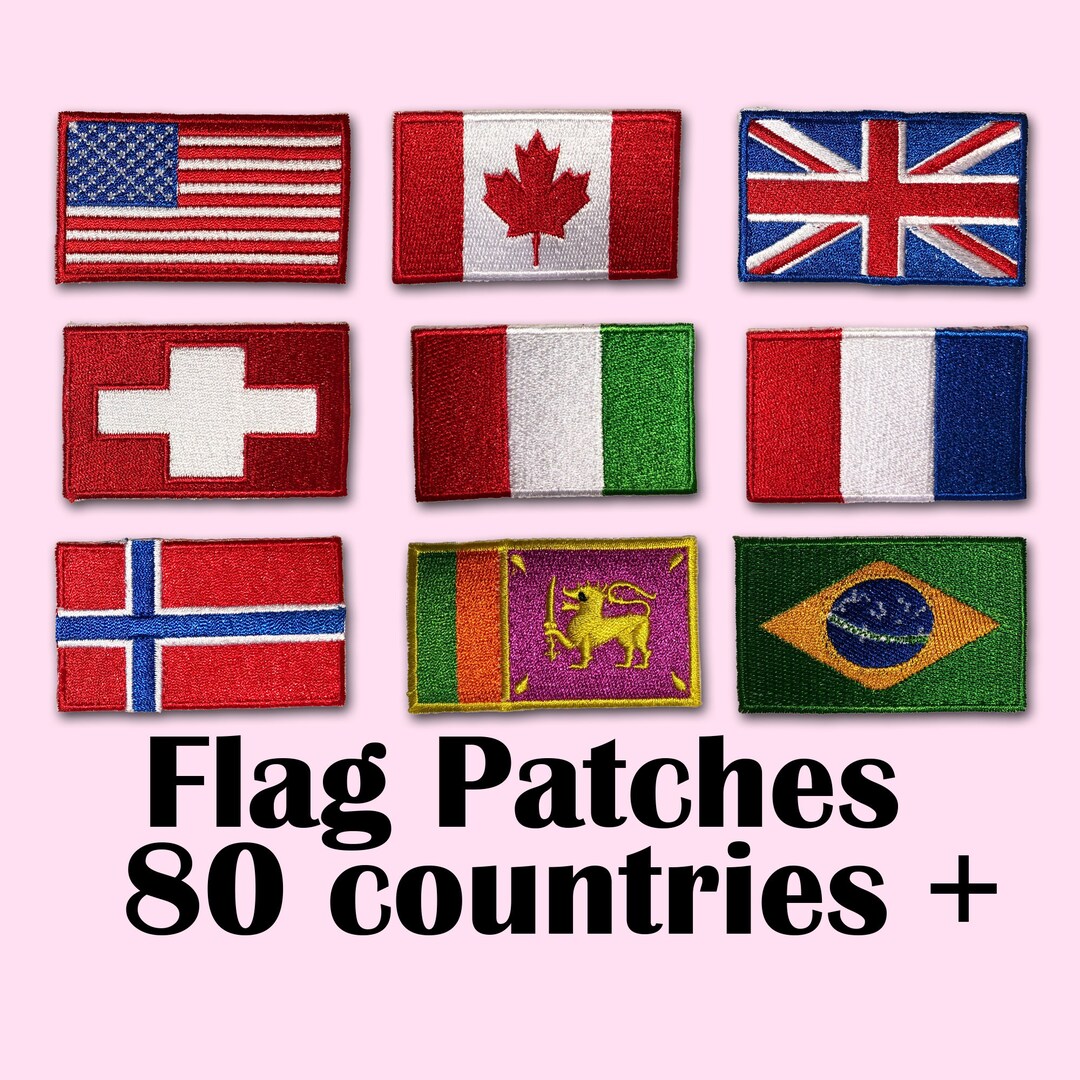 Flag Patches, Flag, Flag Embroidery, Flag Iron on Patch, Country Flag Patch, North America, Asia ...