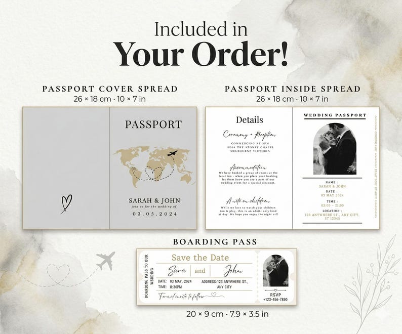 Passport Wedding Invitation Template, Boarding Pass Save the Date ...