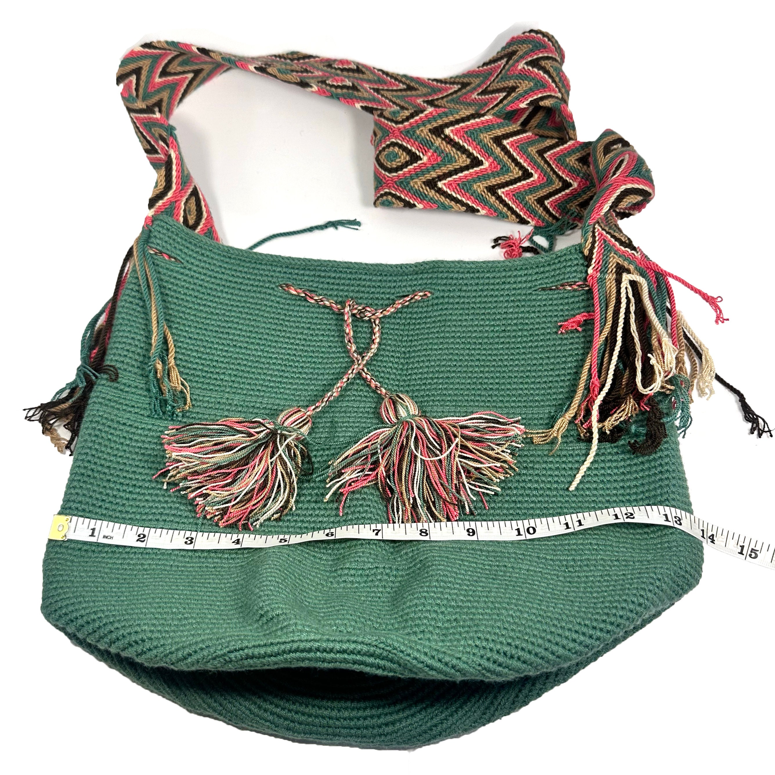 Wayuu Bag Backpack Bucket Shoulder Colombian Green & Multicolor NEW ...