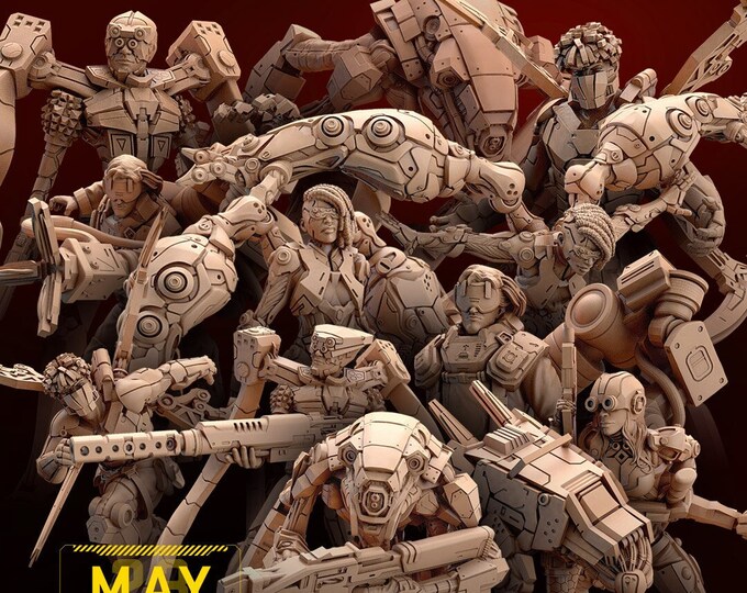 Unit9 Cyberpunk Cyborg Human Hybrids Miniature 28mm 32mm Scale 8K Resin ...