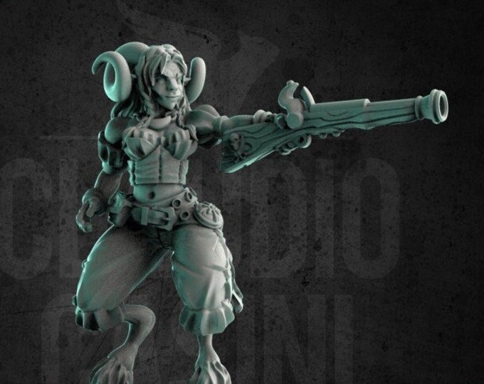 Female Satyr Faun Pirate Gunslinger Miniature 28mm 32mm Scale 8K Resin ...