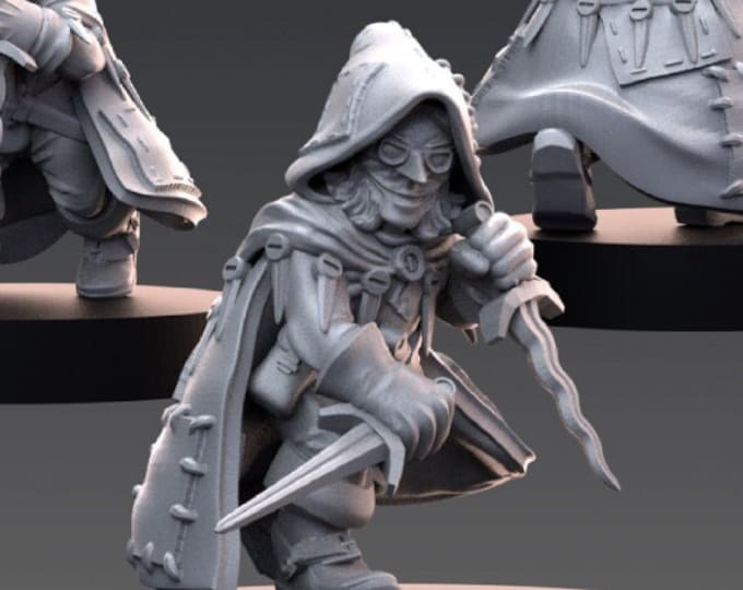 Halfling Rogue Assassin Thief Miniature 28mm 32mm Scale 8K Resin 3D ...