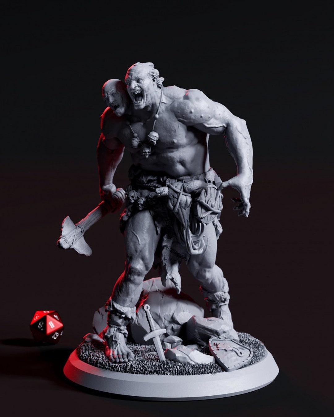 Giant Ettin Monster Miniature 28mm 32mm Scale 8K Resin - Etsy