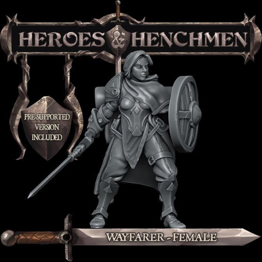 Female Fighter Knight Swordsman Miniature 28mm 32mm Scale 8K Resin 3D ...