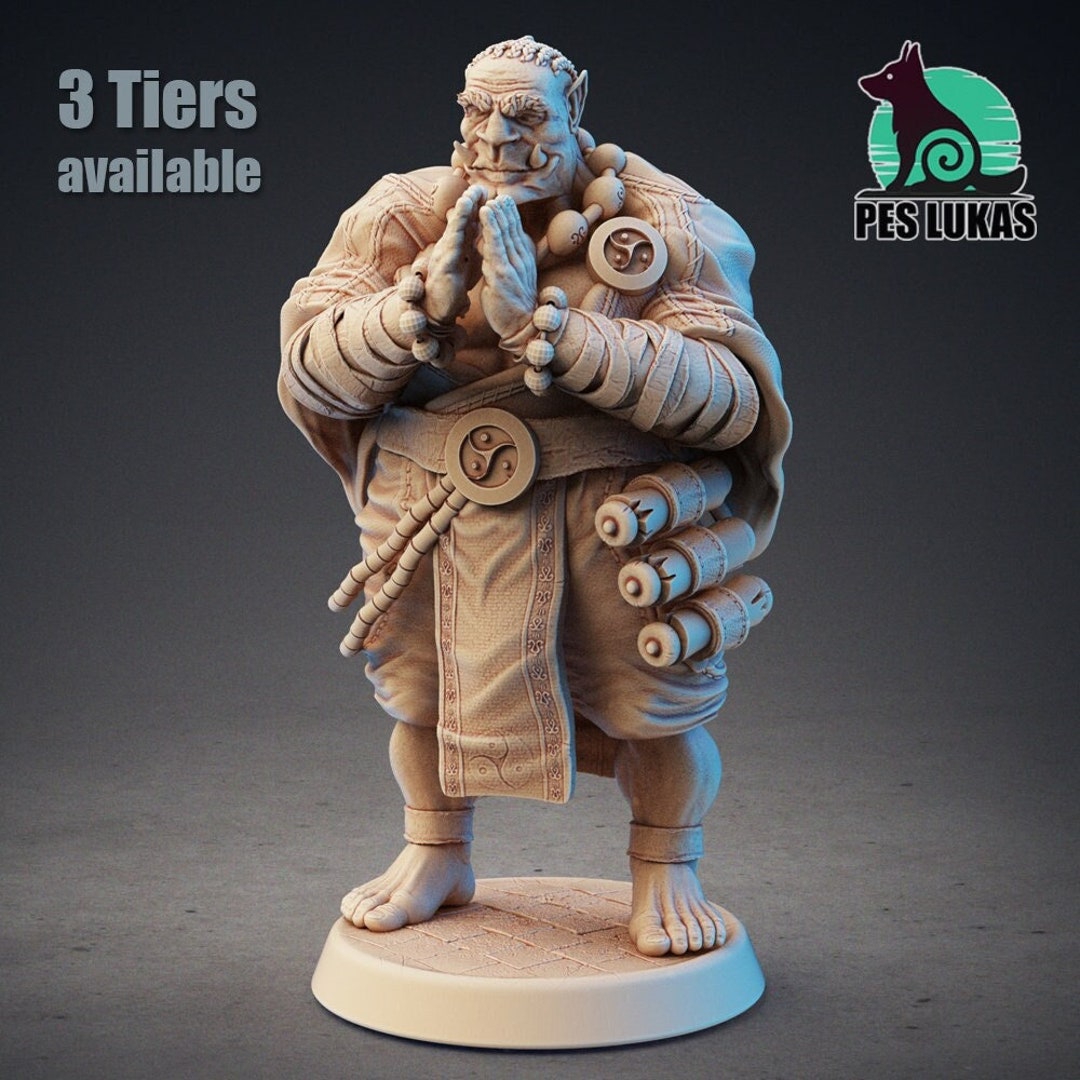 Half Orc Monk Miniature 28mm 32mm Scale 8K Resin 3D Printed Unpainted ...